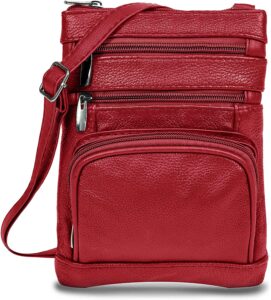 krediz leather crossbody bags for women, multi pocket crossbody purse with adjustable strap, soft & durable leather purse