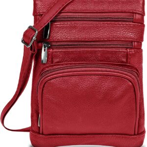 Krediz leather crossbody bags for women, Multi Pocket crossbody purse with Adjustable Strap, Soft & Durable Leather Purse