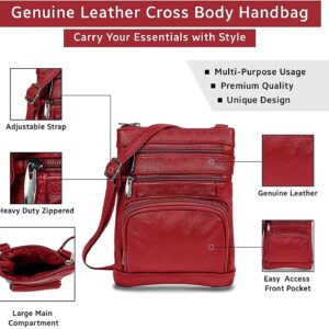 Krediz leather crossbody bags for women, Multi Pocket crossbody purse with Adjustable Strap, Soft & Durable Leather Purse