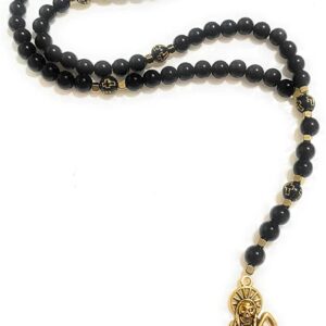 Acrylic Holy death's necklace, rosary style. Collar de la Santa Muerte de acrilico estilo rosario. Grim reaper Y style necklace.