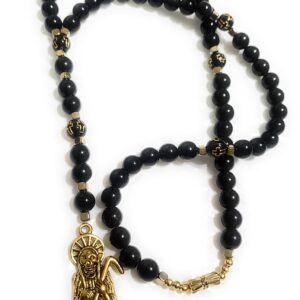 Acrylic Holy death's necklace, rosary style. Collar de la Santa Muerte de acrilico estilo rosario. Grim reaper Y style necklace.