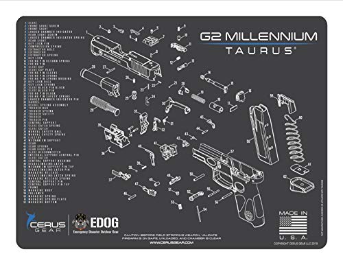 EDOG G2 Gun Cleaning Mat - Schematic (Exploded View) Diagram Compatible with Taurus G2 Series Pistol 3 mm Padded Pad Protect Your Firearm Magazines Bench Surfaces Gun Oil Solvent Resistant