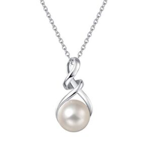 fancime june birthstone 925 sterling silver twist pearl necklace with genuine quality 9-10mm freshwater cultured pearls fine pearl jewelry for women