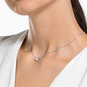 Swarovski Attract Pendant Necklace with a Square Cut Clear Crystal on a Rhodium Plated Setting with Matching Chain