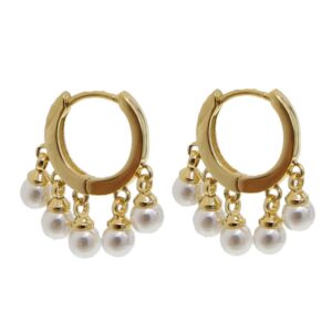 atjmladyjewelry 5 pcs fresh sea pearl beads elegance fashion women water pearl charm hoop earring (gold)