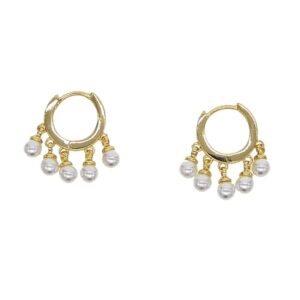 ATJMLADYJEWELRY 5 Pcs Fresh Sea Pearl Beads Elegance Fashion Women Water Pearl Charm Hoop Earring (Gold)