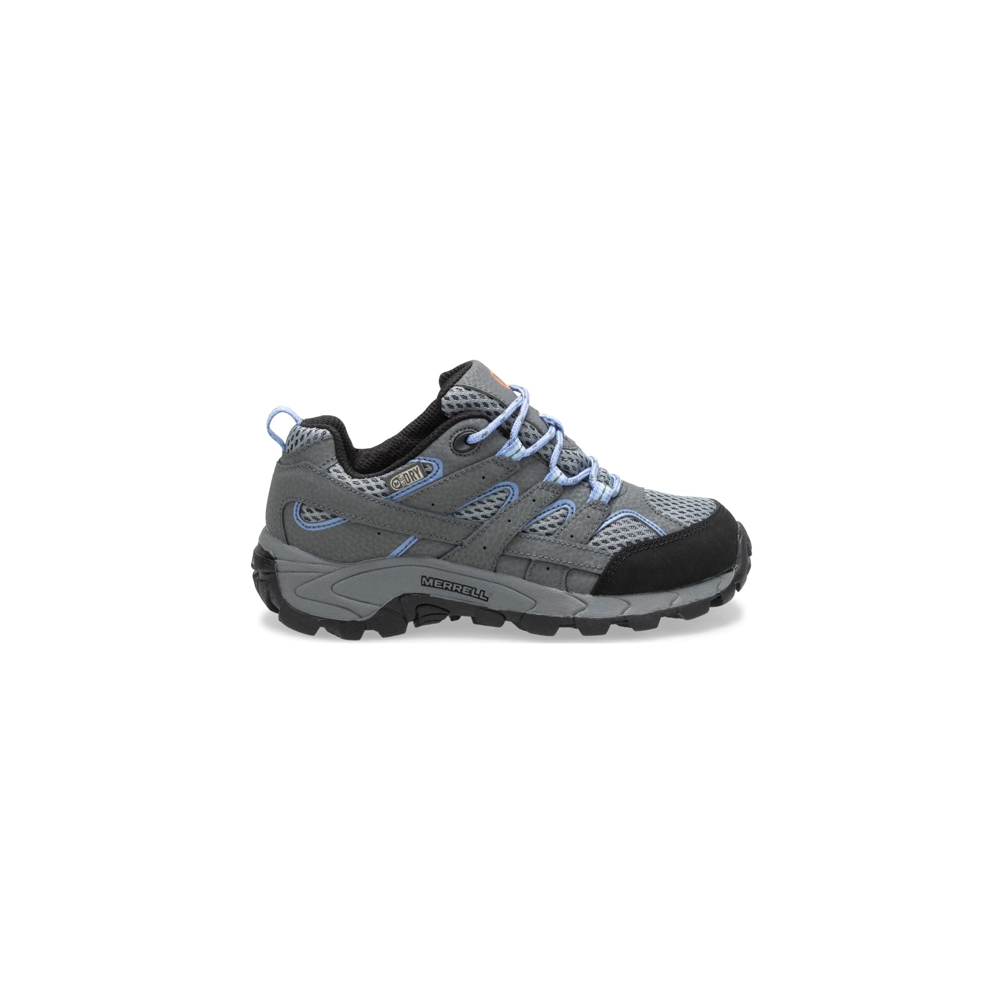 Merrell Moab 2 Low Lace Waterproof Hiking Sneaker, Grey/Periwinkle, 12 US Unisex Big Kid