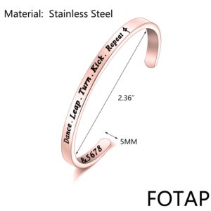 FOTAP Dancer Gift 5678 Dance Bracelet Dance Leap Kick Repeat Cuff Gift for Ballet Dancer, Dance Teacher (RG-Dance 5678)