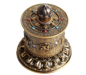 tibetan prayer wheel, buddhist prayer wheel, table top prayer wheel - tibetan buddhist table top prayer wheel, tibetan table spinning wheel for relaxation/meditation/yoga