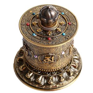 Tibetan Prayer Wheel, Buddhist Prayer Wheel, Table Top Prayer Wheel - Tibetan Buddhist Table Top Prayer Wheel, Tibetan Table Spinning Wheel for Relaxation/Meditation/Yoga