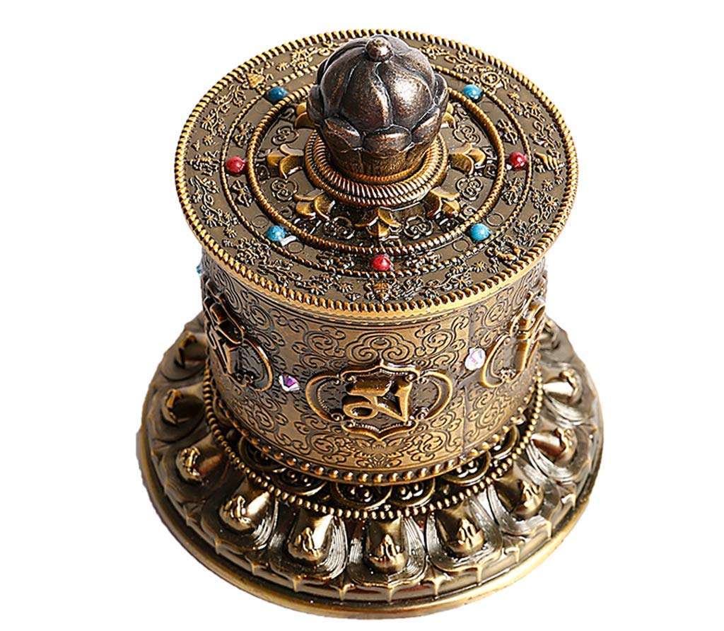 Tibetan Prayer Wheel, Buddhist Prayer Wheel, Table Top Prayer Wheel - Tibetan Buddhist Table Top Prayer Wheel, Tibetan Table Spinning Wheel for Relaxation/Meditation/Yoga