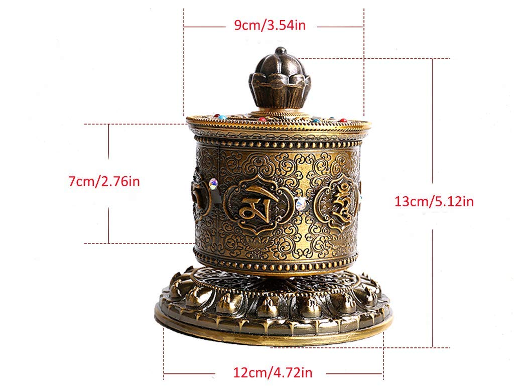 Tibetan Prayer Wheel, Buddhist Prayer Wheel, Table Top Prayer Wheel - Tibetan Buddhist Table Top Prayer Wheel, Tibetan Table Spinning Wheel for Relaxation/Meditation/Yoga