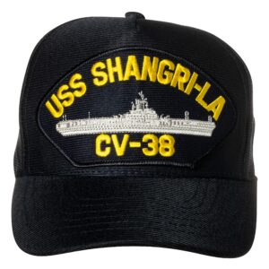 United States Navy USS Shangri-La CV-38 Aircraft Carrier Ship Emblem Patch Hat Navy Blue Baseball Cap