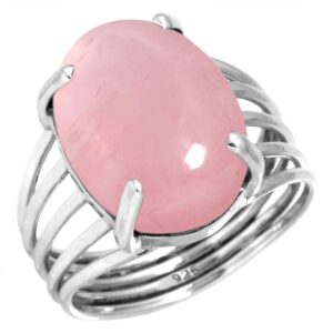 jeweloporium 925 sterling silver ring for women size 7.5 pink rose quartz stone solitaire silver ring mothers' day gift costume jewelry