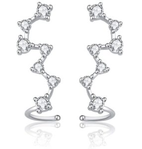 7 crystals ear cuffs hoop climber s925 sterling silver earrings hypoallergenic earring