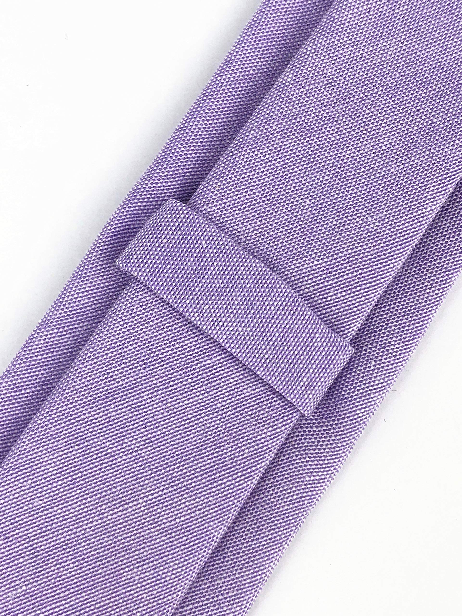 Secdtie Men's Skinny Tie Causal Cotton Solid Color Linen Narrow Slim cut Necktie (One Size, Lavender)