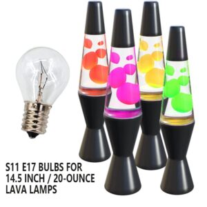 4 Pack S11 Intermediate E17 Base 25 Watt Bulbs for Lava Lamps,Replacement Bulbs for Lava Lamps,Glitter Lamps