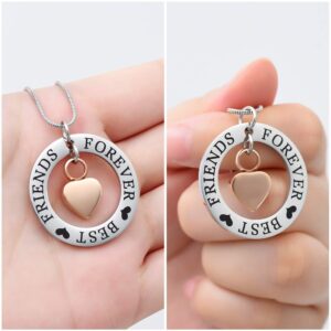 zeqingjw Cremation Jewelry Urn Necklace for Ashes Heart with Circle of Life Engraved ''Forever Best Friend'' Keepsake Urn Pendant Memorial Ash Urn Jewelry for Women Men