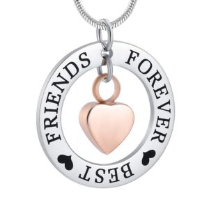 zeqingjw cremation jewelry urn necklace for ashes heart with circle of life engraved ''forever best friend'' keepsake urn pendant memorial ash urn jewelry for women men