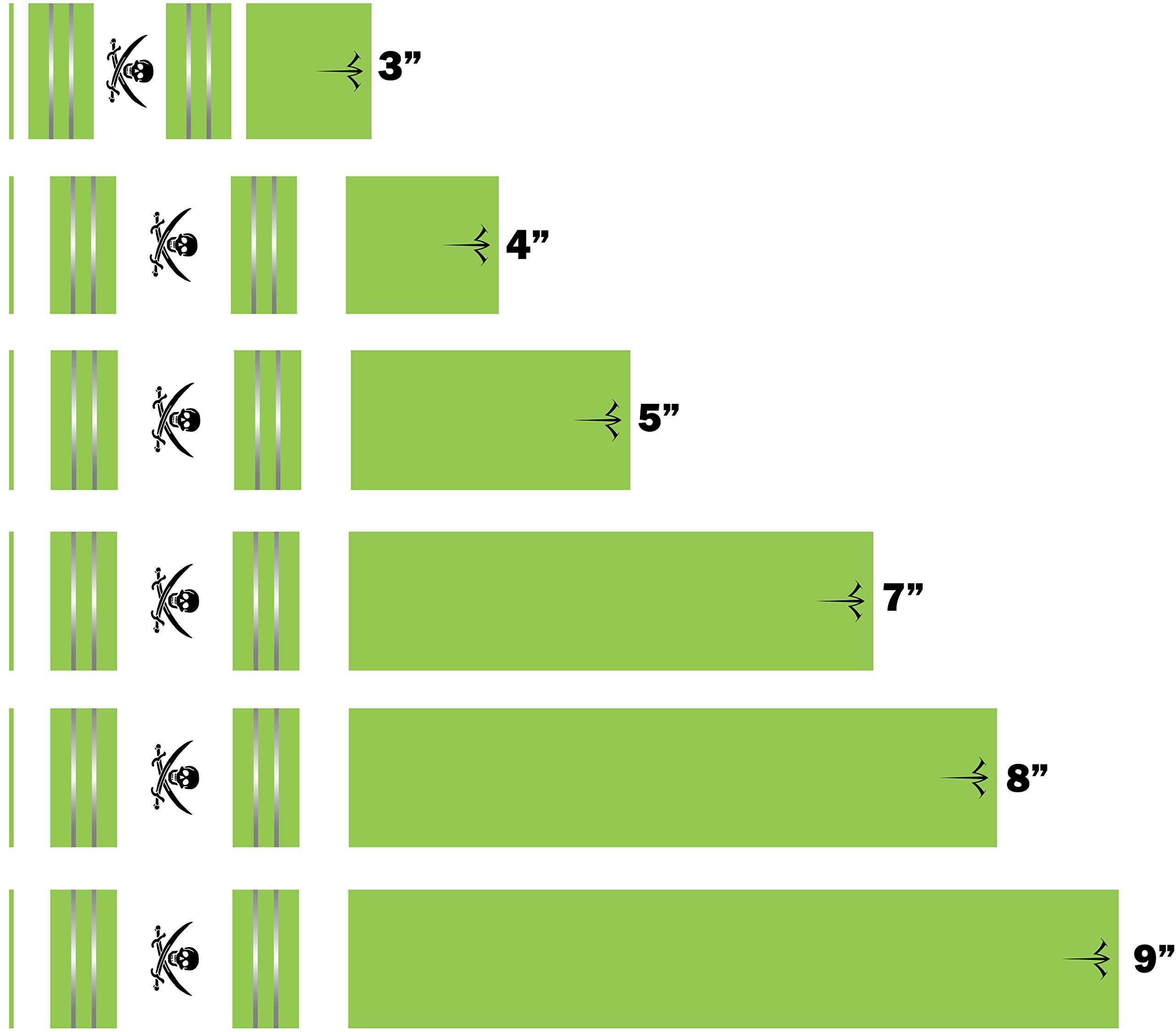 White Water Archery Non-Laminated Skull and Swords Calico Jack Lime Green Flag Traditional Arrow Wraps 15 Pc Choose Length Width (9, 1.25)