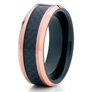 silly kings jewelry 8mm carbon fiber ring - rose gold tungsten - wedding band - tungsten ring (11)