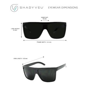 ShadyVEU Oversized Super Dark Lens Square Sunglasses Flat Top Large Black Out Shades for Migraines, Light Sensitivity