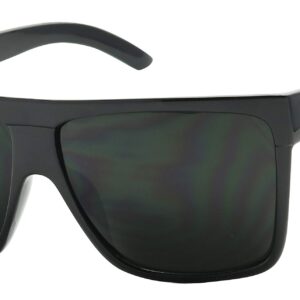 ShadyVEU Oversized Super Dark Lens Square Sunglasses Flat Top Large Black Out Shades for Migraines, Light Sensitivity