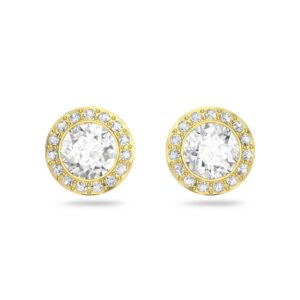 swarovski una angelic stud pierced earrings with clear crystals on a gold-tone plated post with butterfly back