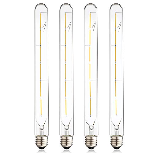 Leools Vintage LED Filament Bulb T300, 6W Dimmable T10 Edison Light Bulb Long Tubular Antique LED Light,E26 Base,Clear Glass,Warm White,2700K, 600LM(60W Equivalent),11.81in(300mm), Pack of 4