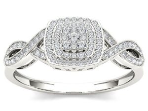 diamond2deal 1/4 cttw round diamond halo engagement wedding ring 10k gold (color h-i clarity i2)