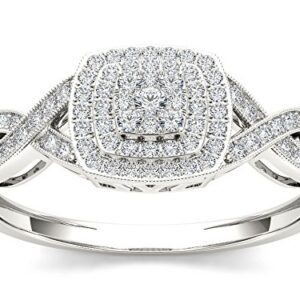 Diamond2Deal 1/4 cttw Round Diamond Halo Engagement Wedding Ring 10k Gold (Color H-I Clarity I2)