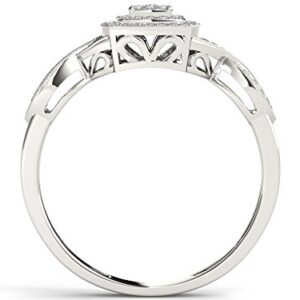 Diamond2Deal 1/4 cttw Round Diamond Halo Engagement Wedding Ring 10k Gold (Color H-I Clarity I2)