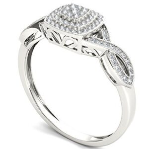 Diamond2Deal 1/4 cttw Round Diamond Halo Engagement Wedding Ring 10k Gold (Color H-I Clarity I2)