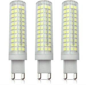 k jingkelai g9 led bulbs dimmable 10w(equivalent to 100w halogen) 110v cool white 6000k led corn lights jcd t4 g9 bi-pin base,dimmable,136 led 2835 smd,3 pack