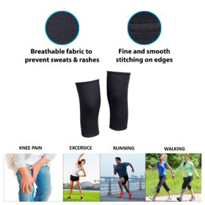 WC_ Black Knee Support Brace, Knee Sleeves for Running, Jogging, Sports, Joint Pain Relief, Arthritis and Injury Recovery for Men and Women (Pair)