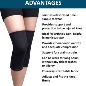 WC_ Black Knee Support Brace, Knee Sleeves for Running, Jogging, Sports, Joint Pain Relief, Arthritis and Injury Recovery for Men and Women (Pair)