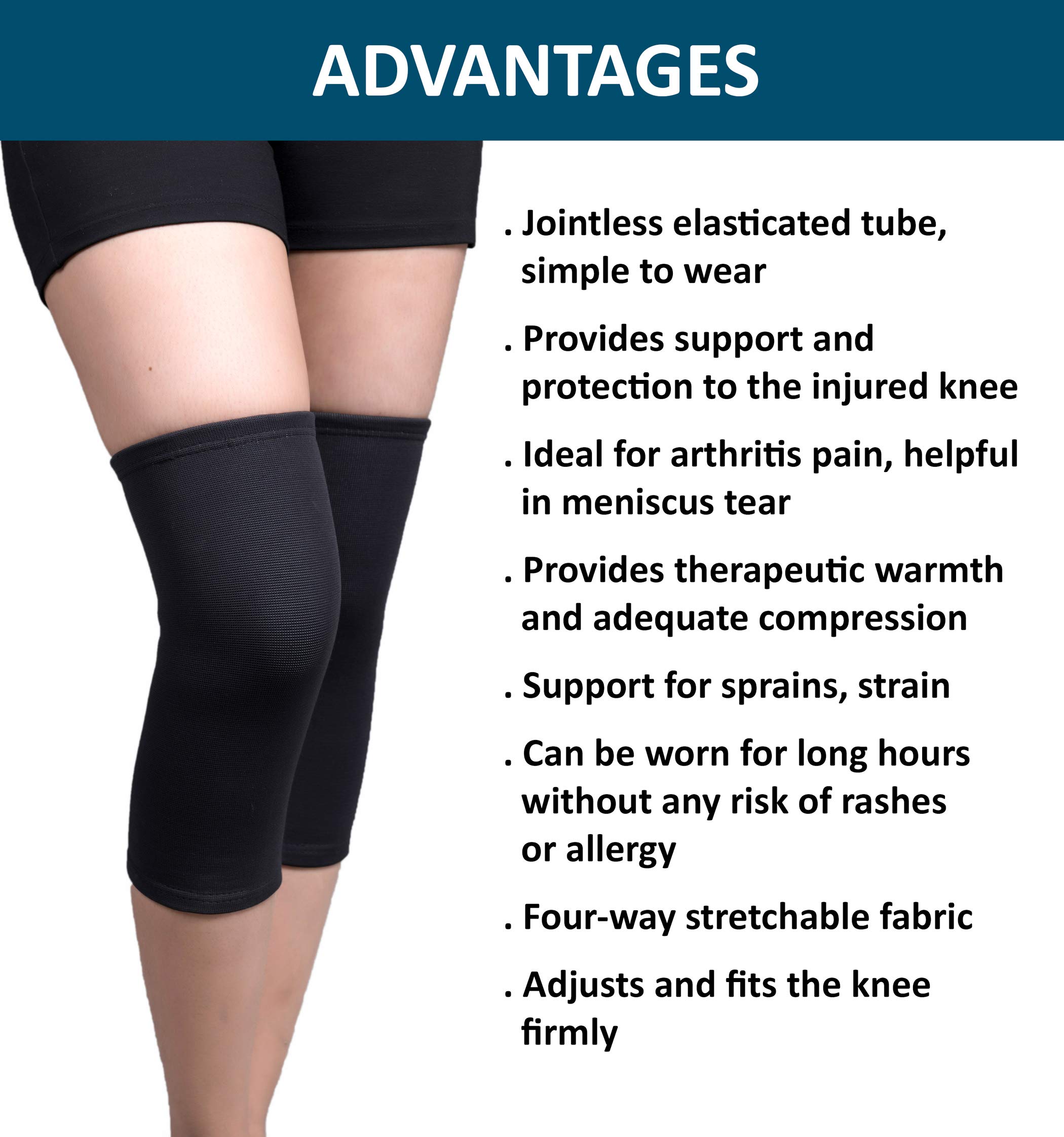 WC_ Black Knee Support Brace, Knee Sleeves for Running, Jogging, Sports, Joint Pain Relief, Arthritis and Injury Recovery for Men and Women (Pair)