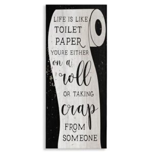 stupell industries like toilet paper funny word wood textured design canvas wall art, 13x30, multicolor