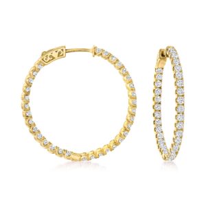 ross-simons 3.63 ct. t.w cz inside-outside hoop earrings in 18kt gold over sterling