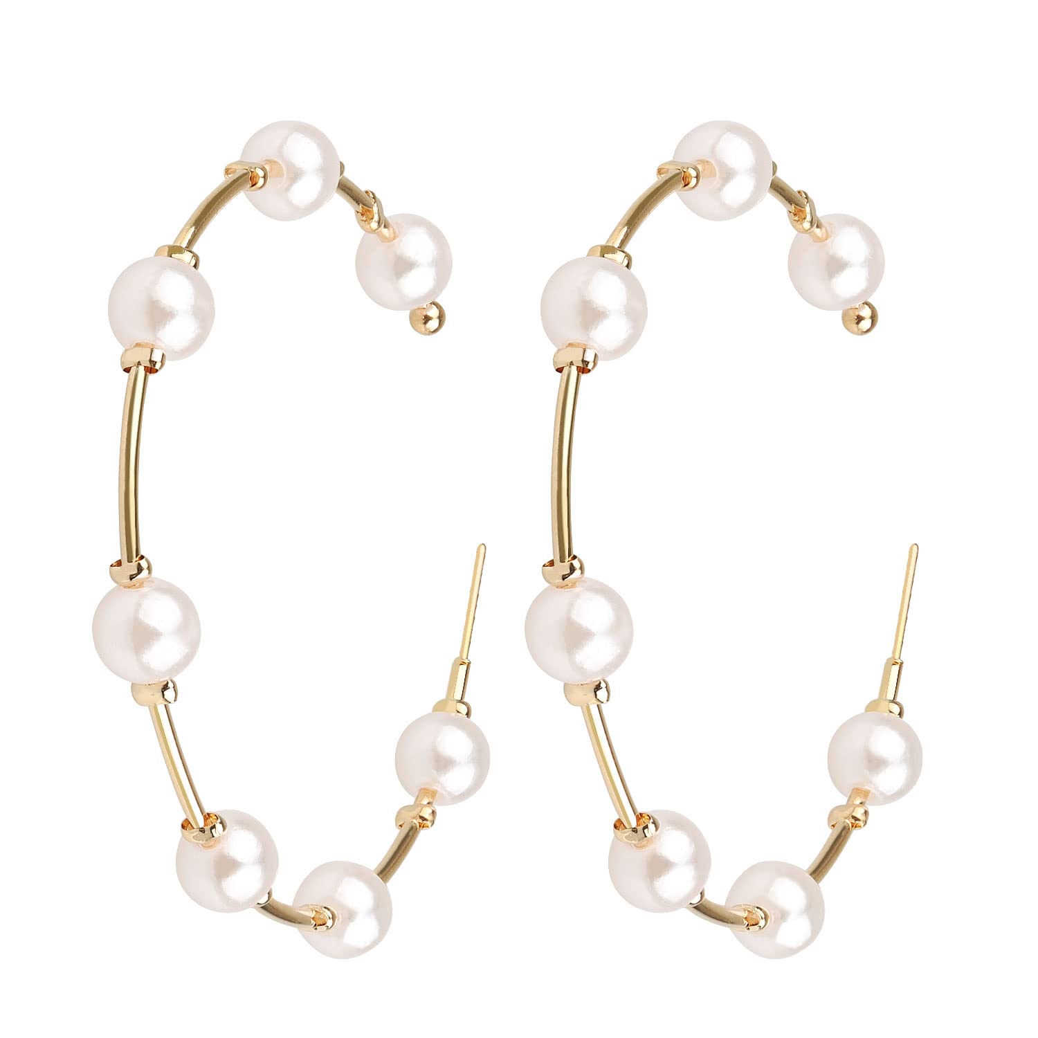 Pearl Hoop Earrings for Women Fashion Hypoallergenic Girls Pearl Earrings Drop Dangle Earrings Jewelry Gifts