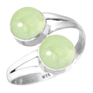 jeweloporium 925 sterling silver ring for women green natural prehnite stone statement silver ring size 13 anniversary - gift fashion jewelry