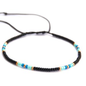 Anklet for Women, Unique Beaded Thin Anklet, Black Gold Colorful Boho Hippie Waterproof Beach Foot Jewelry, Native American Style, Handmade by Tribes (S-M (adjustable))