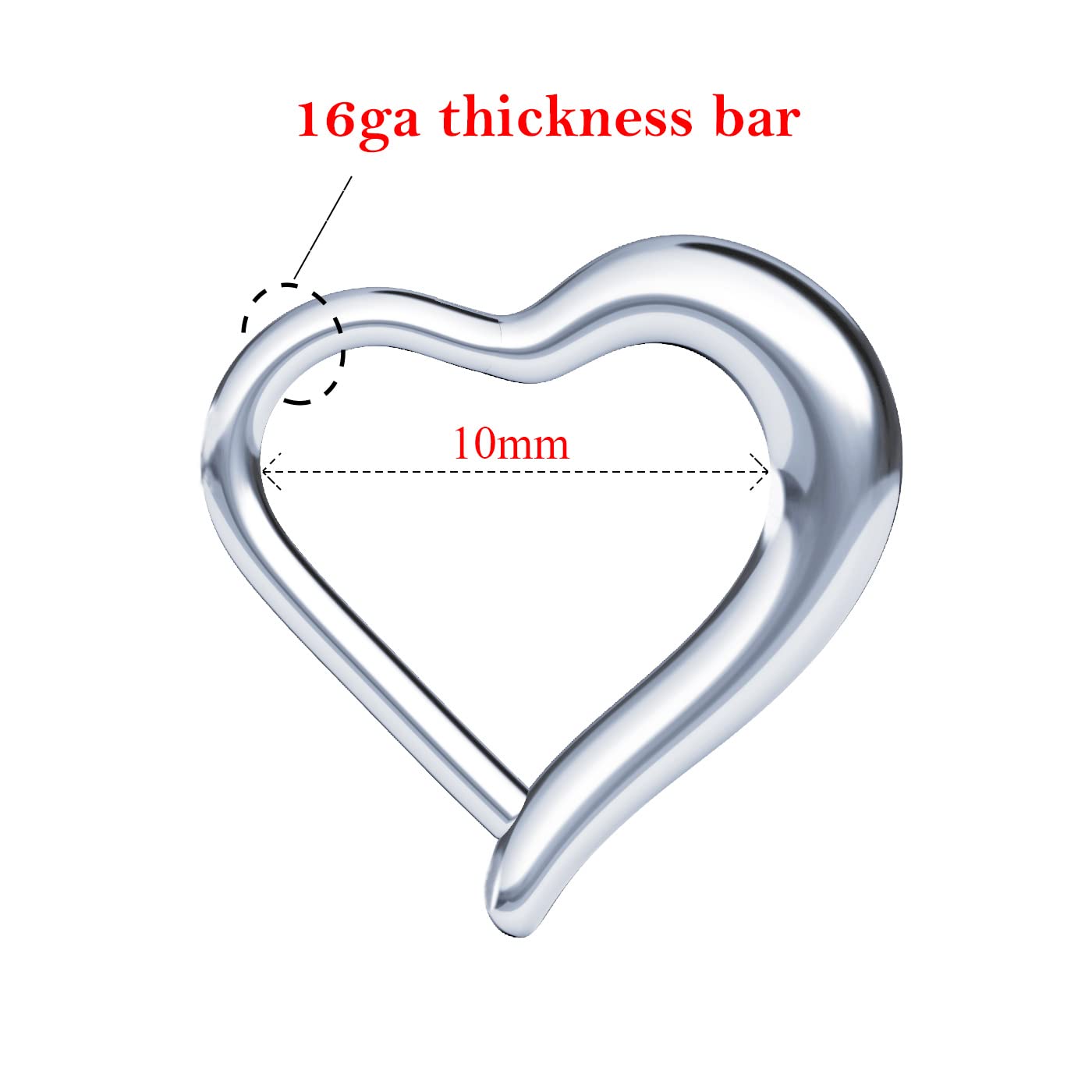 NewkeepsR 316L 16g Surgical Hypoallergenic Steel Love Heart Shaped Hinged Clicker Daith Ring Jewelry Helix Earring Ear Piercing for Women