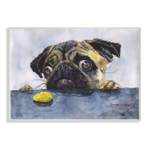 stupell industries pug funny dog pet animal watercolor painting wall plaque, 10 x 15, multi-color