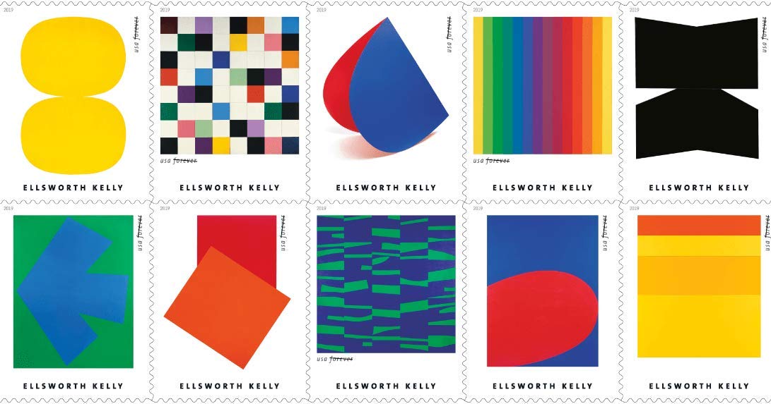 Ellsworth Kelly Artist Pane of 20 US First Class Forever Postage Stamps Scott 5391a (20 Stamps)