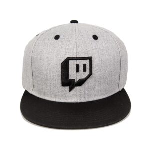 twitch embroidered glitch snapback grey