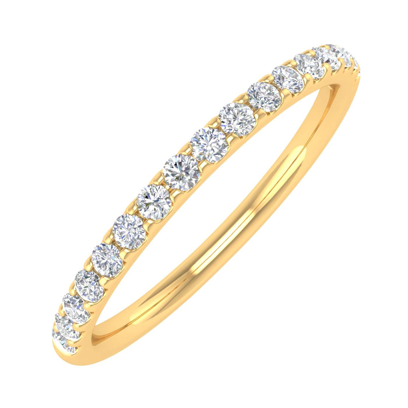 FINEROCK 1/4 Carat Diamond Womens Wedding Band in 14K Yellow Gold (Ring Size : 7) (I1-I2 Clarity)