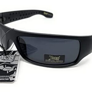 Locs Mad Dog Hardcore Gangster Cholo Narrow Rectangular Sunglasses (Matte Black)