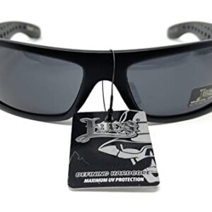 Locs Mad Dog Hardcore Gangster Cholo Narrow Rectangular Sunglasses (Matte Black)