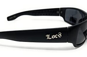 Locs Mad Dog Hardcore Gangster Cholo Narrow Rectangular Sunglasses (Matte Black)